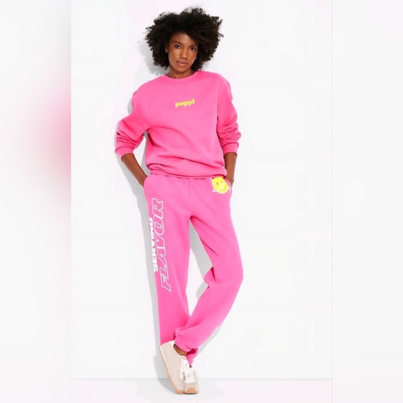 Poppi | Tops | New Set Of Poppi Pink Sweatshirt Sweatpant Size L | Poshmark